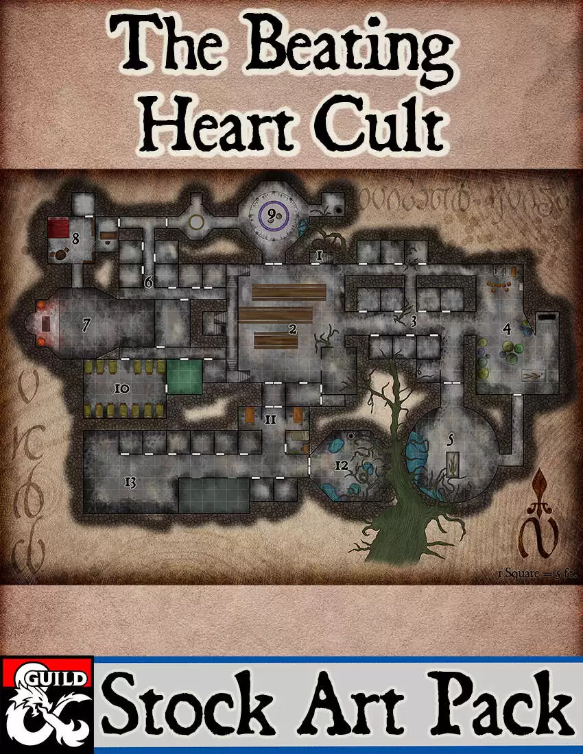 Elven Tower - The Beating Heart Cult | 49x35 Stock Battlemap - Dungeon ...