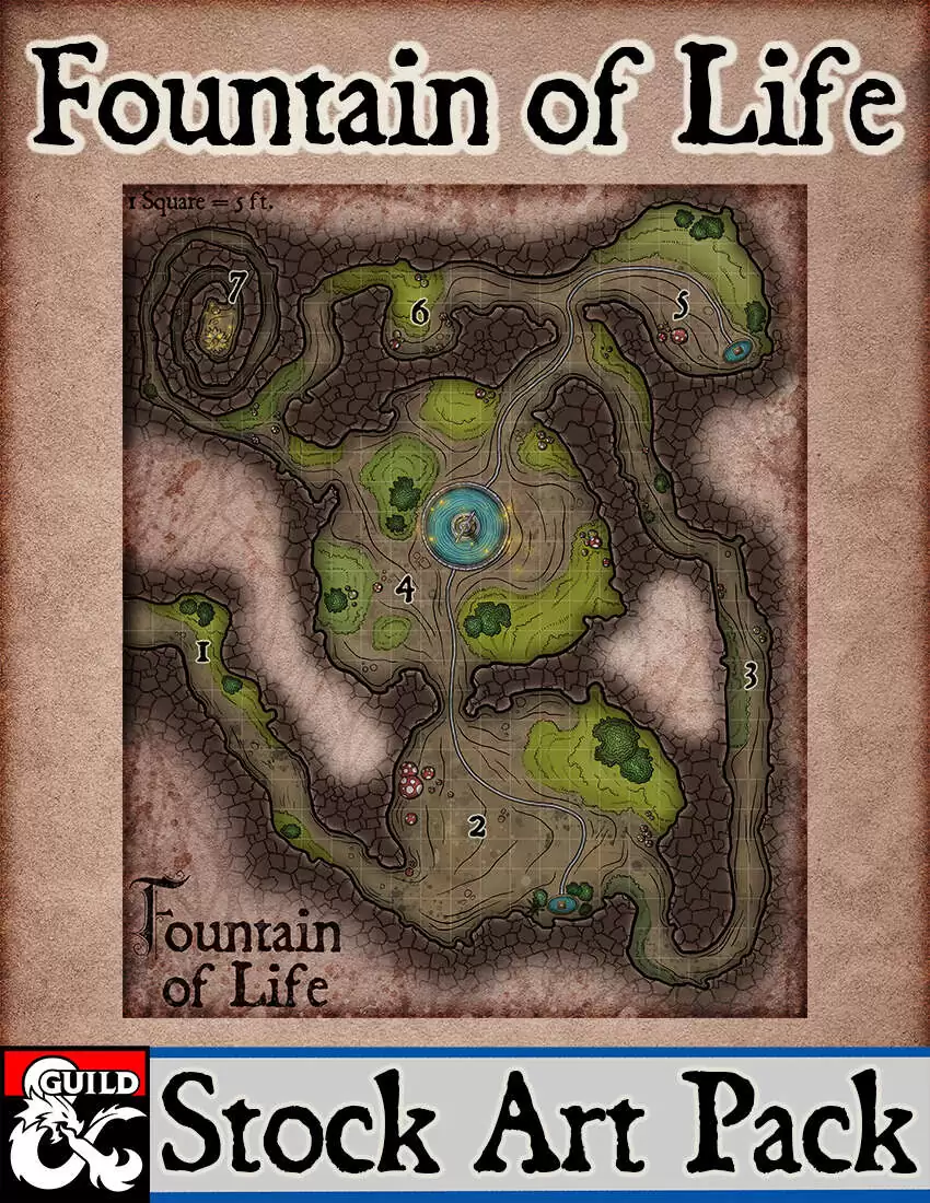 Elven Tower - Fountain of Life | 23x28 Stock Battlemap - Dungeon ...