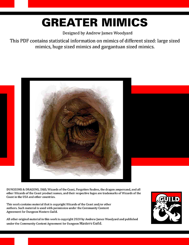 Greater Mimics - Dungeon Masters Guild | DriveThruRPG
