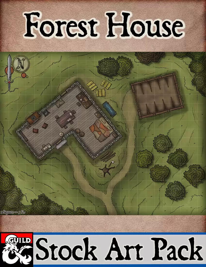Elven Tower - Forest House | 26x18 Stock Battlemap - Dungeon Masters ...
