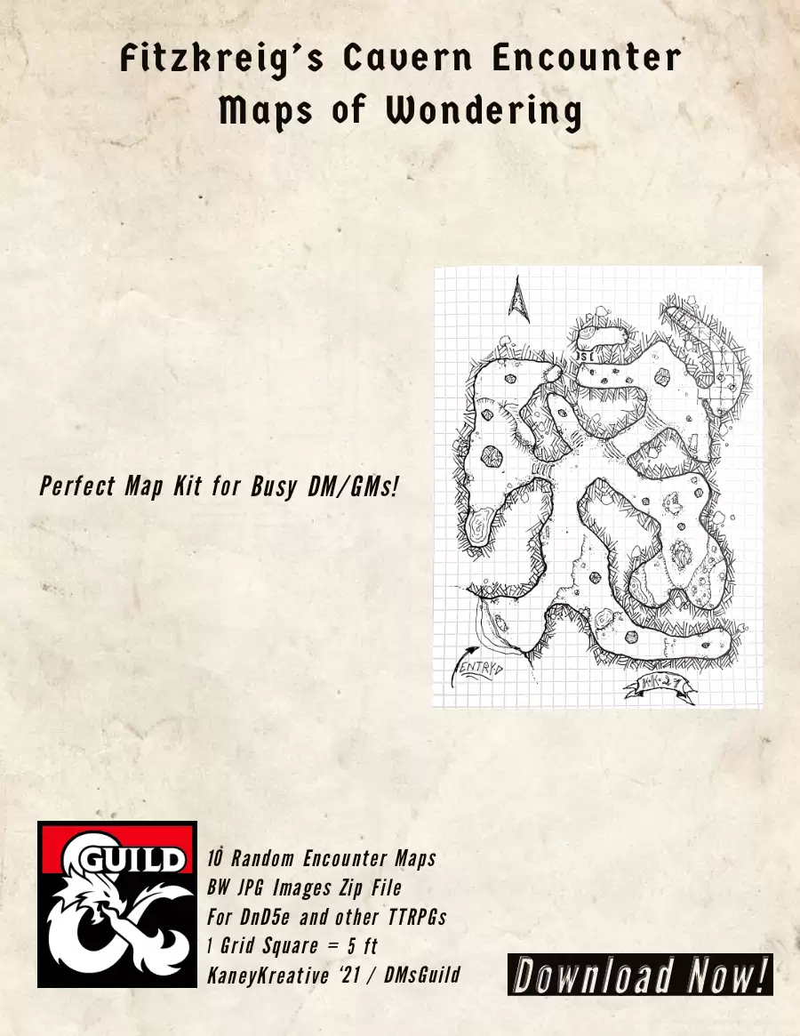 Fitzkreig's Cavern Encounter Maps of Wondering - Dungeon Masters Guild ...