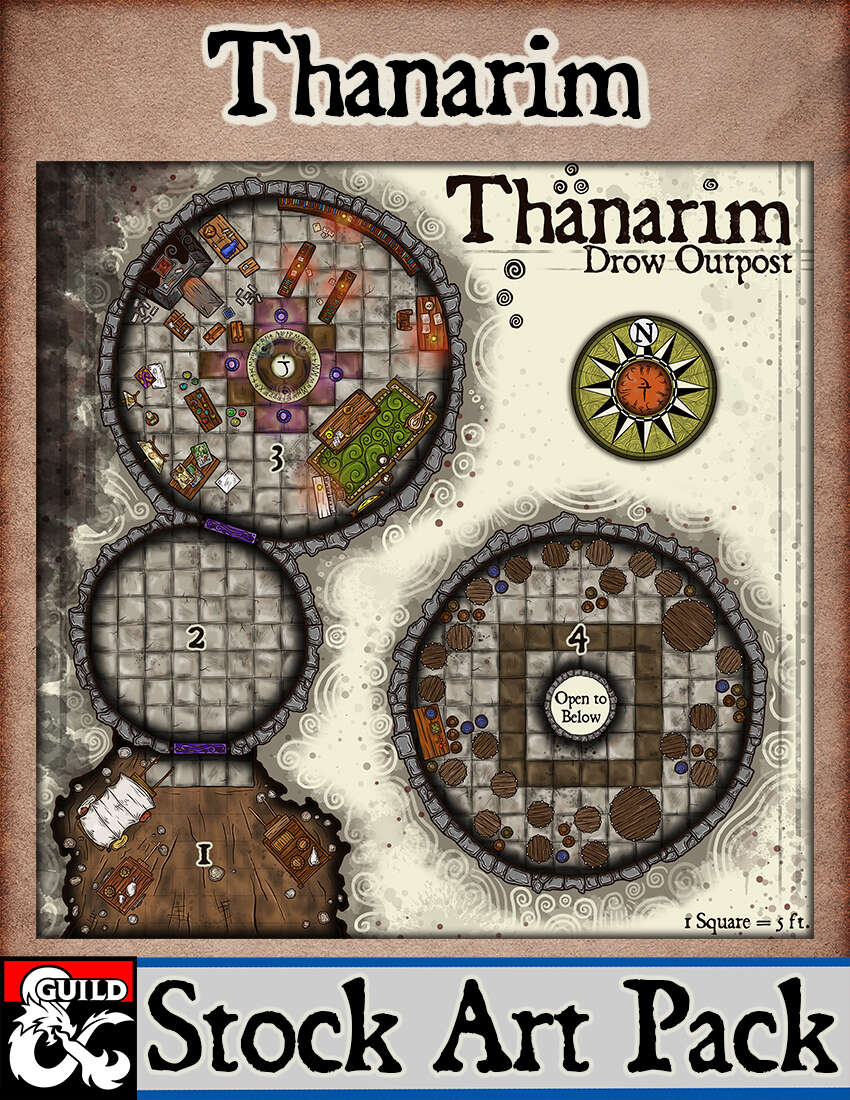 Elven Tower - Thanarim, Drow Outpost | 28x28 Stock Battlemap - Dungeon ...