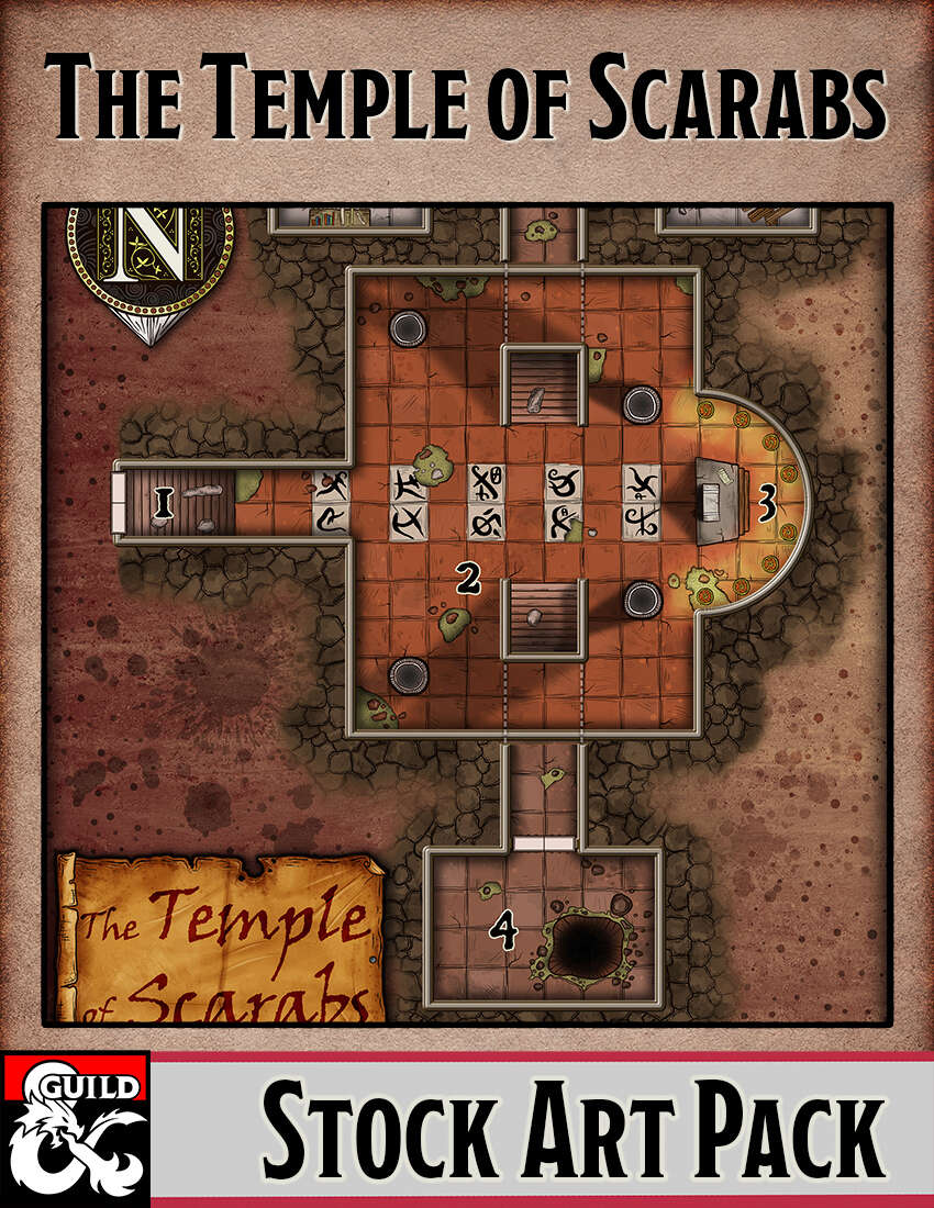 Elven Tower - Temple of Scarabs | 22x28 Stock Battlemap - Dungeon ...