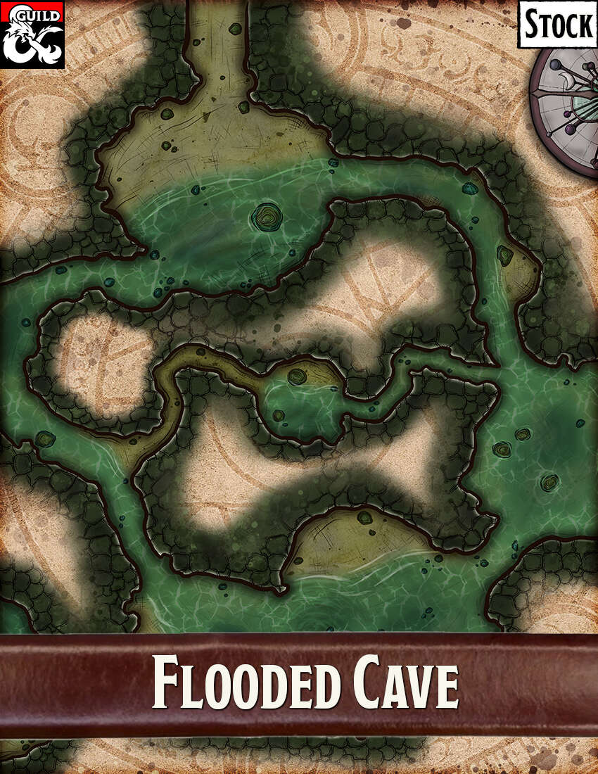 Elven Tower - Flooded Cave | 28x28 Stock Battlemap - Dungeon Masters ...