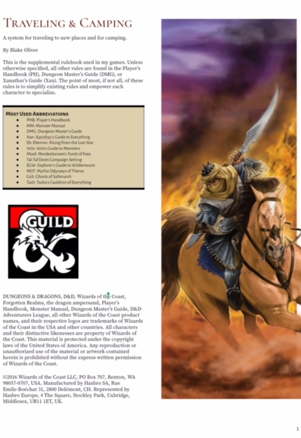 Traveling and Camping - Dungeon Masters Guild | DriveThruRPG