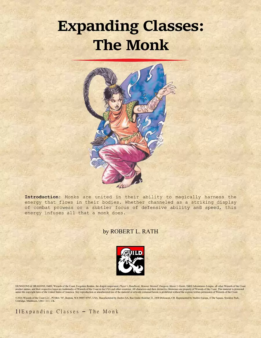 Expanding Classes (The Monk) - Dungeon Masters Guild | DriveThruRPG
