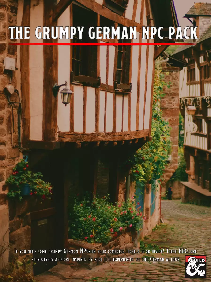 The Grumpy German NPC Pack - Dungeon Masters Guild | DriveThruRPG
