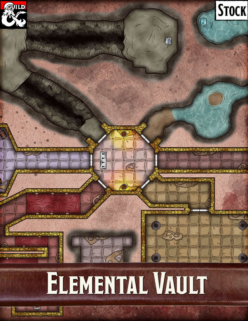 Elven Tower - Elemental Vault | 30x30 Stock Battlemap - Dungeon Masters Guild | DriveThruRPG