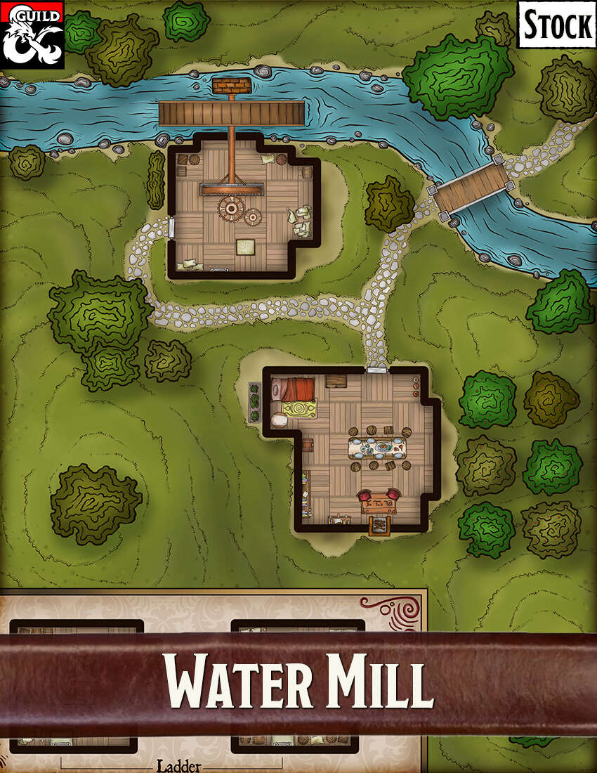 Elven Tower - Water Mill | 20x25 Stock Battlemap - Dungeon Masters ...