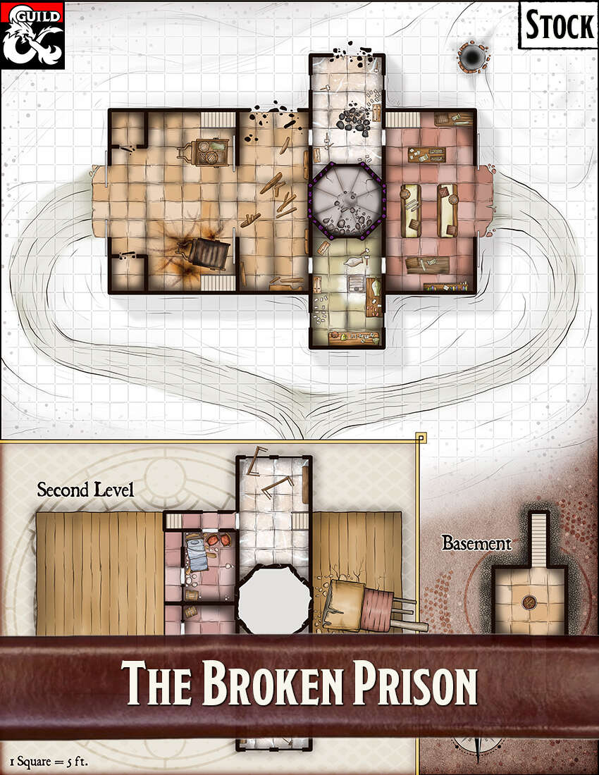 Elven Tower - Broken Prison | Stock Battlemap - Dungeon Masters Guild ...