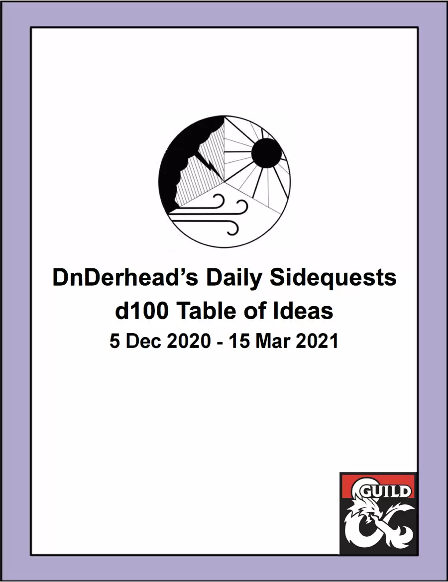 DnDerhead's Daily Sidequests: D100 Table of Adventure Ideas (No. 5 ...