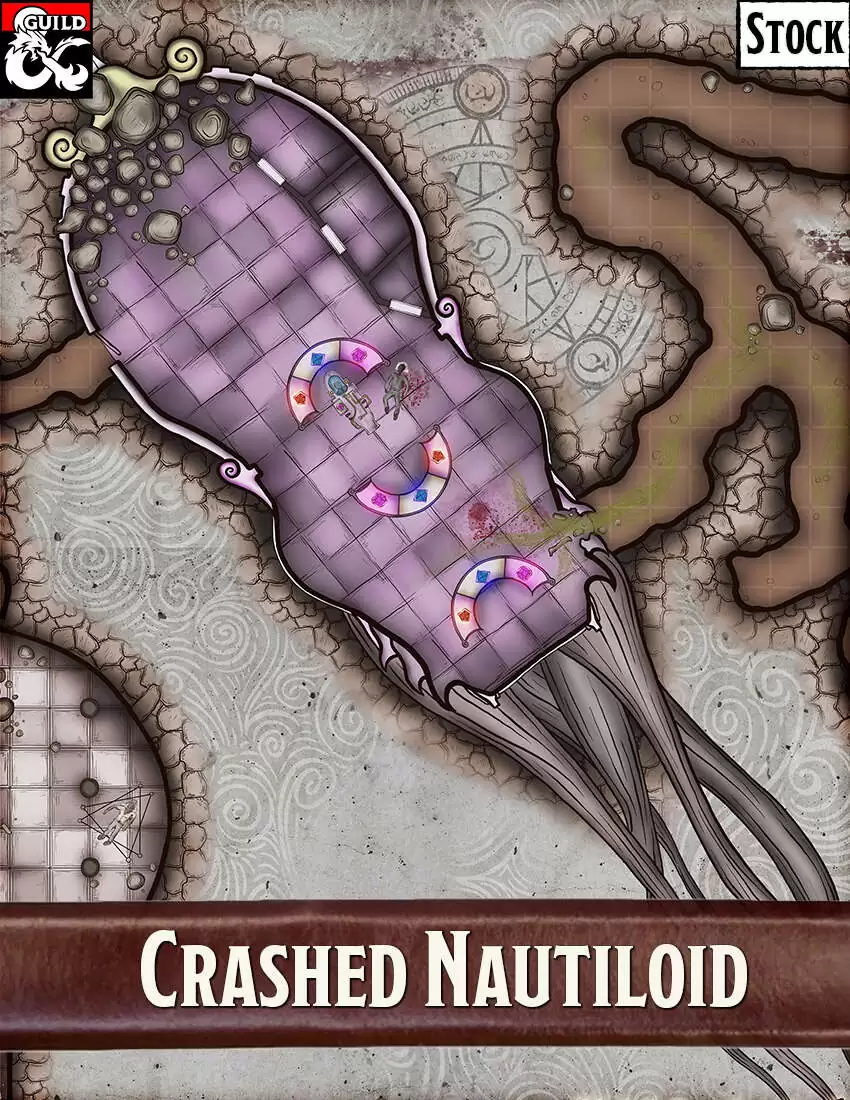 Elven Tower - Crashed Nautiloid | 39x30 Stock Battlemap - Dungeon ...