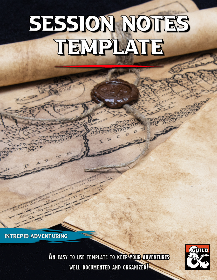 Session Notes Template - Dungeon Masters Guild | DriveThruRPG