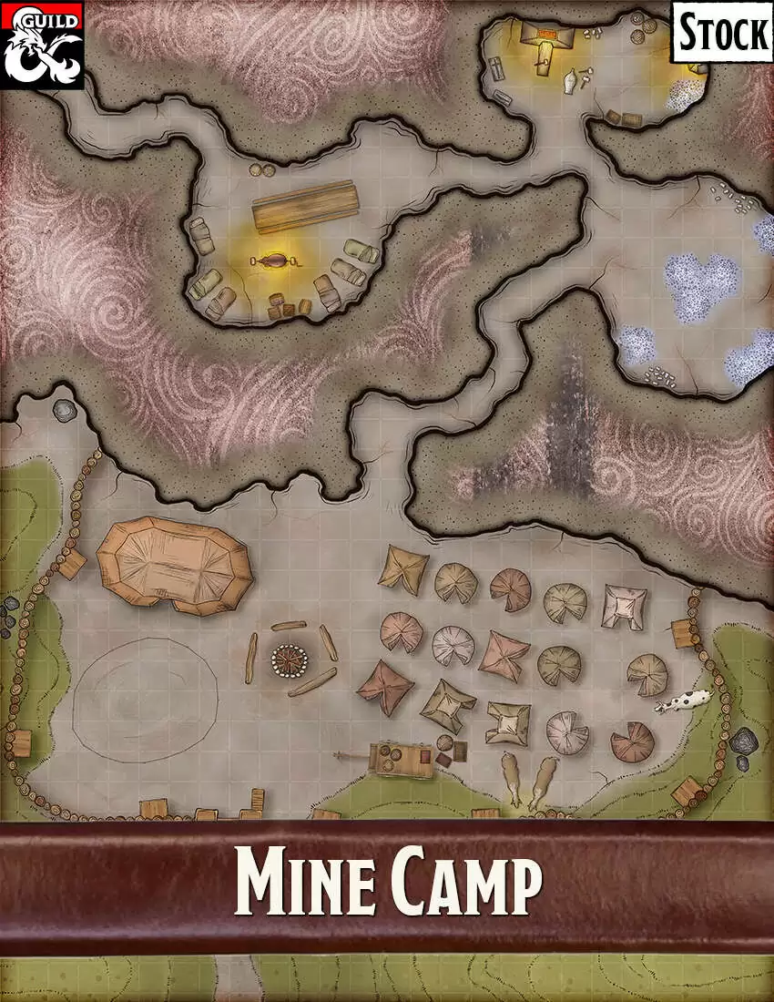 Elven Tower - Mine Camp | 31x34 Stock Battlemap - Dungeon Masters Guild | DriveThruRPG