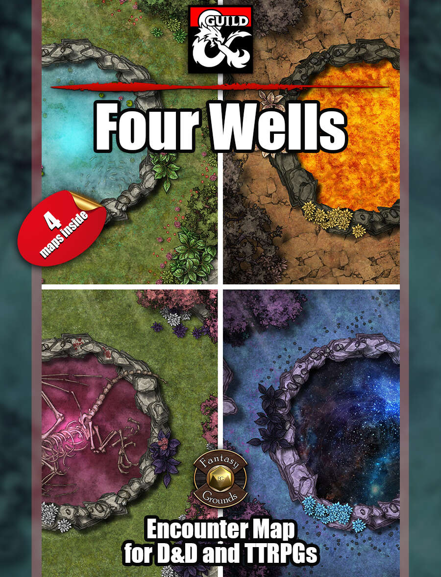 Four Wells Battlemap w/Fantasy Grounds support - TTRPG Map - Dungeon ...