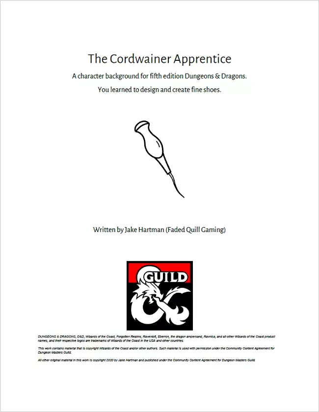 The Cordwainer Apprentice - Dungeon Masters Guild | DriveThruRPG