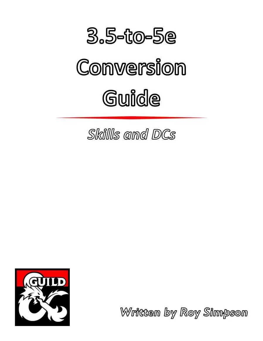 3.5 to 5e Skill and DC Conversion Guide - Dungeon Masters Guild ...