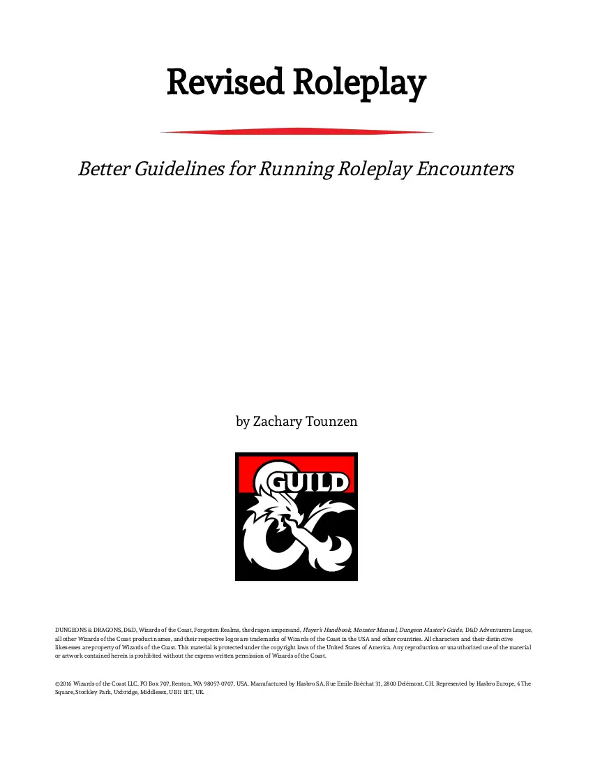 Revised Roleplay - Dungeon Masters Guild | DriveThruRPG