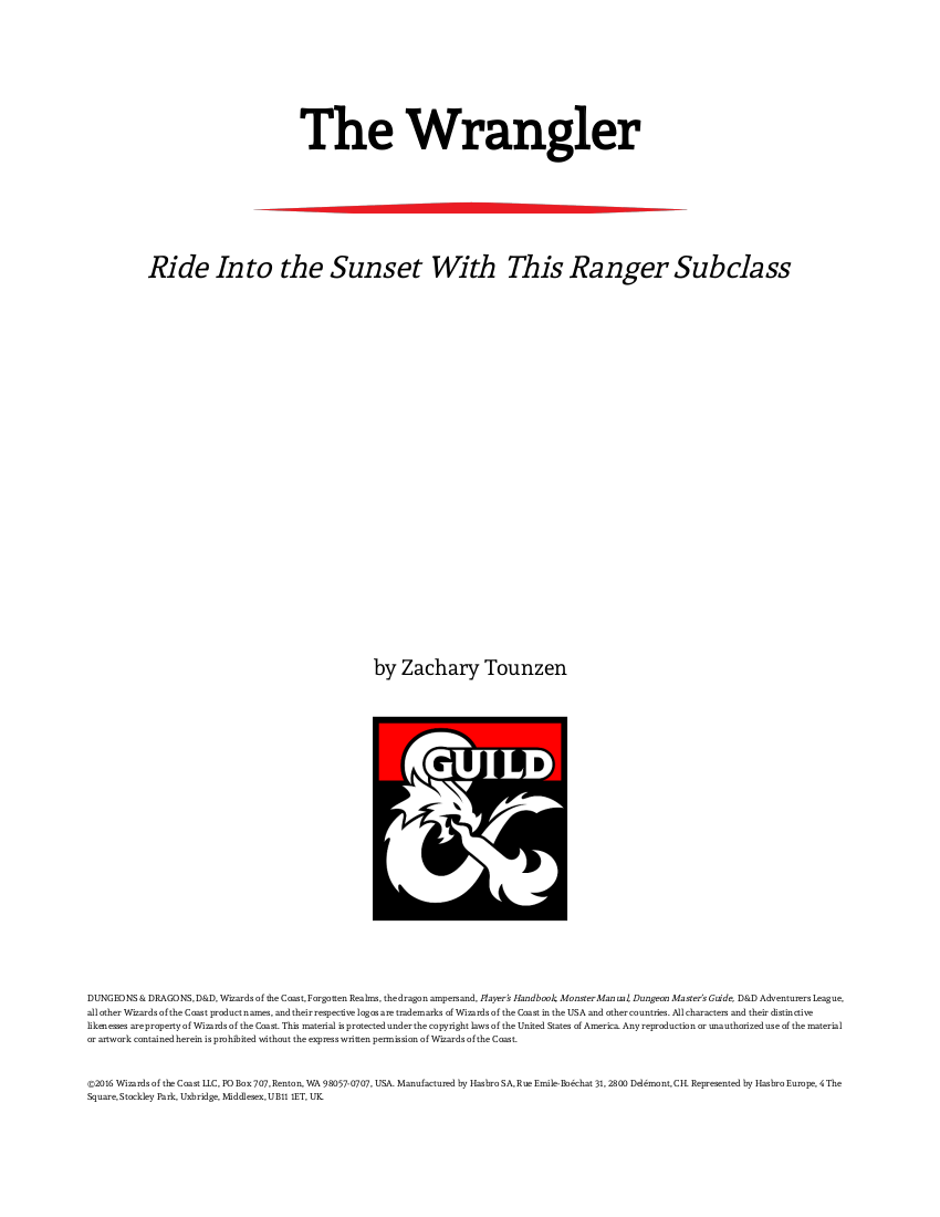 The Wrangler Ranger - Dungeon Masters Guild | DriveThruRPG