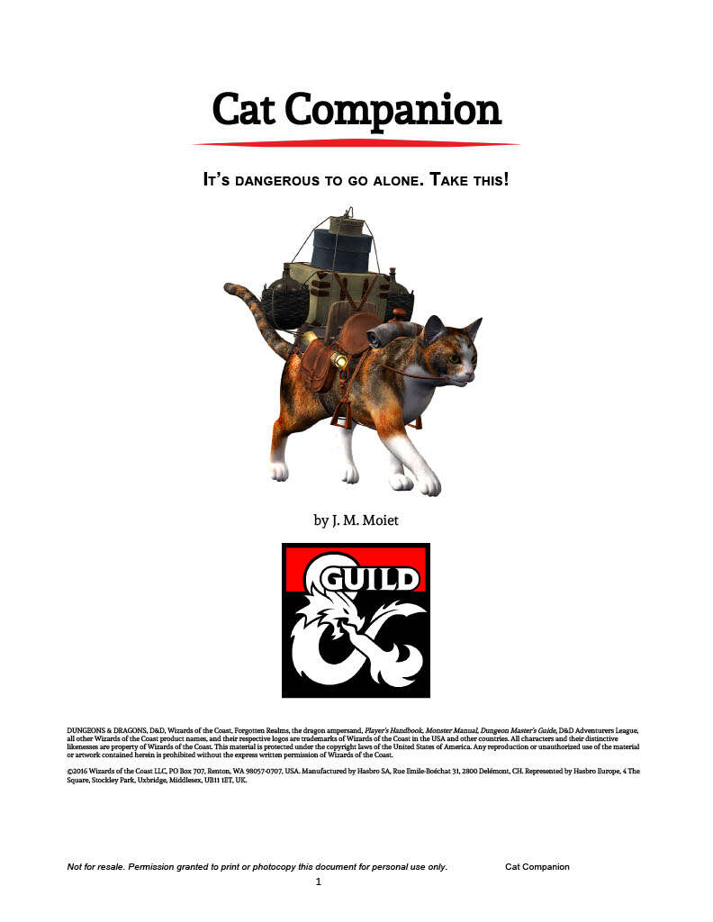 Cat Companion - Dungeon Masters Guild | DriveThruRPG