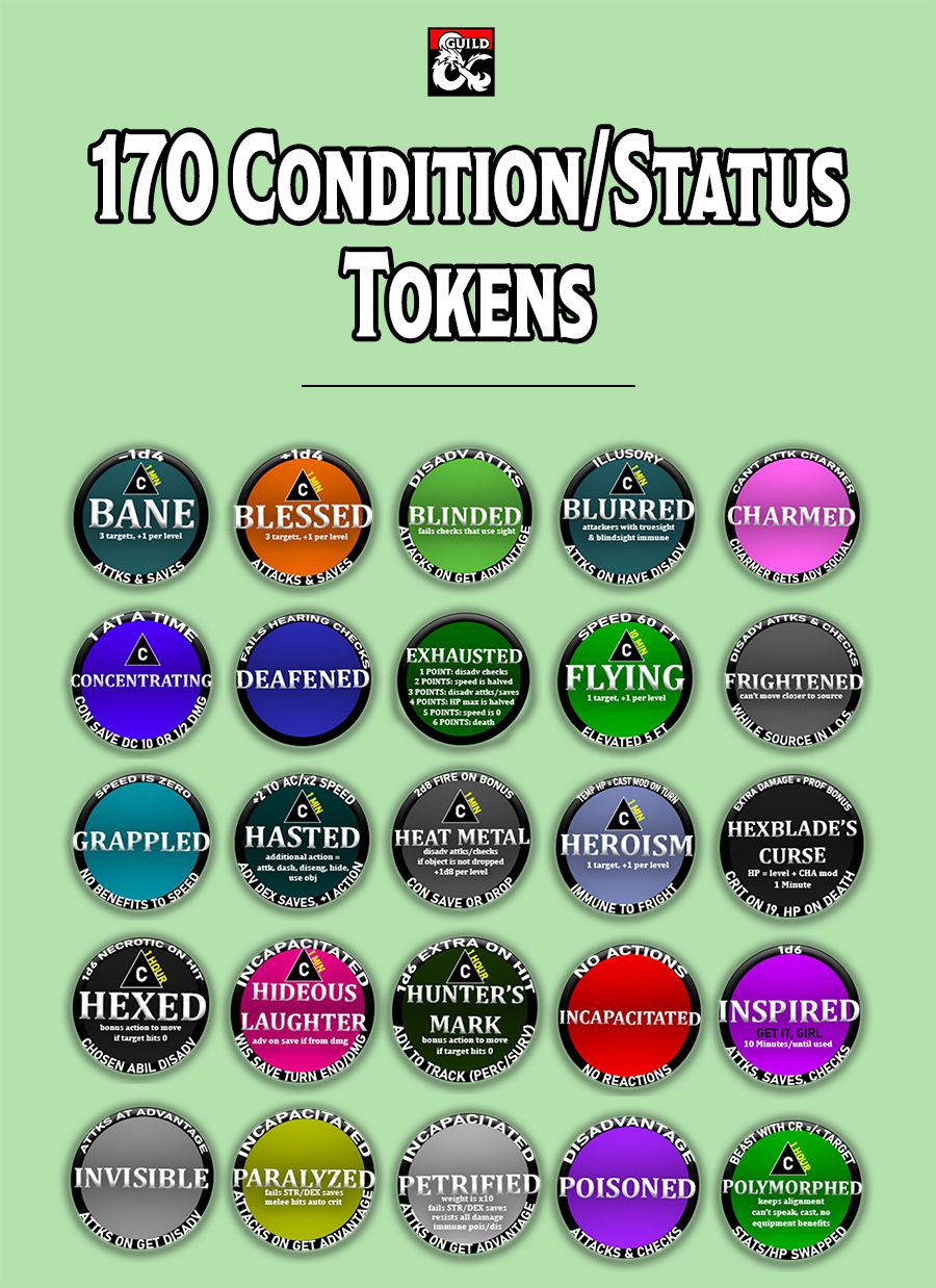 170 Condition/Status Tokens - Dungeon Masters Guild | DriveThruRPG