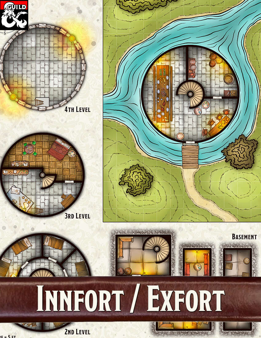 Elven Tower - Innfort / Exfort | 22x26 Stock Battlemap - Dungeon ...