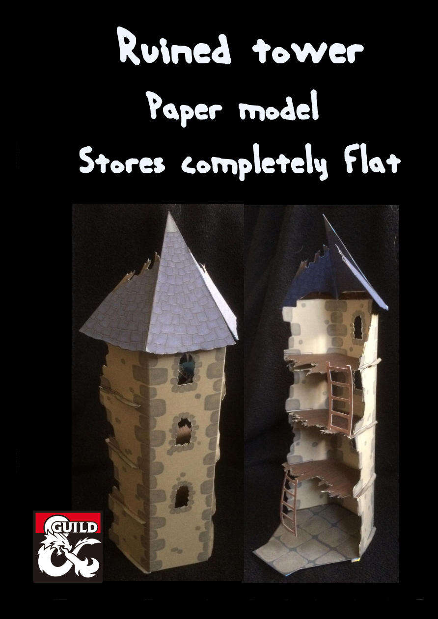 Ruined Tower Collapsible Paper Terrain - Dungeon Masters Guild ...