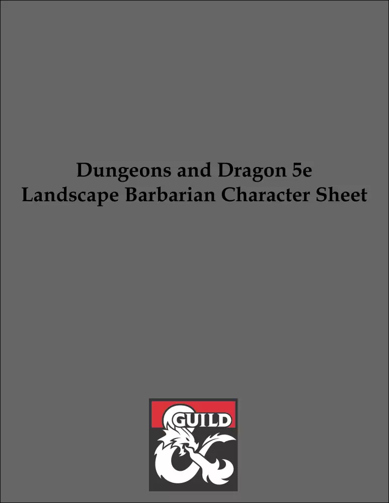 D&D 5e Landscape Barbarian Character Sheet - Dungeon Masters Guild ...