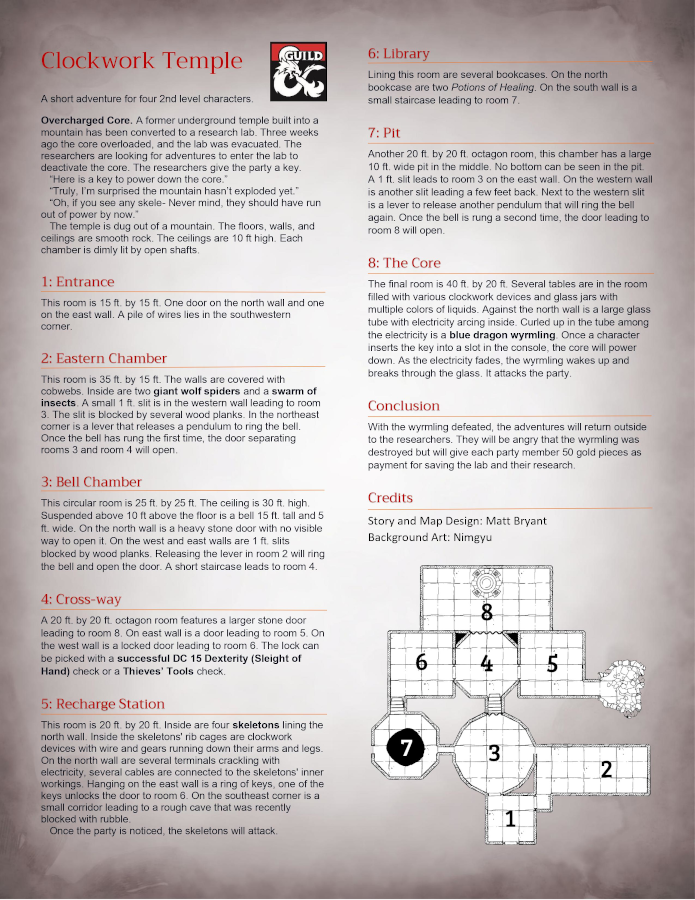 Clockwork Temple - One Page Adventure - Dungeon Masters Guild ...