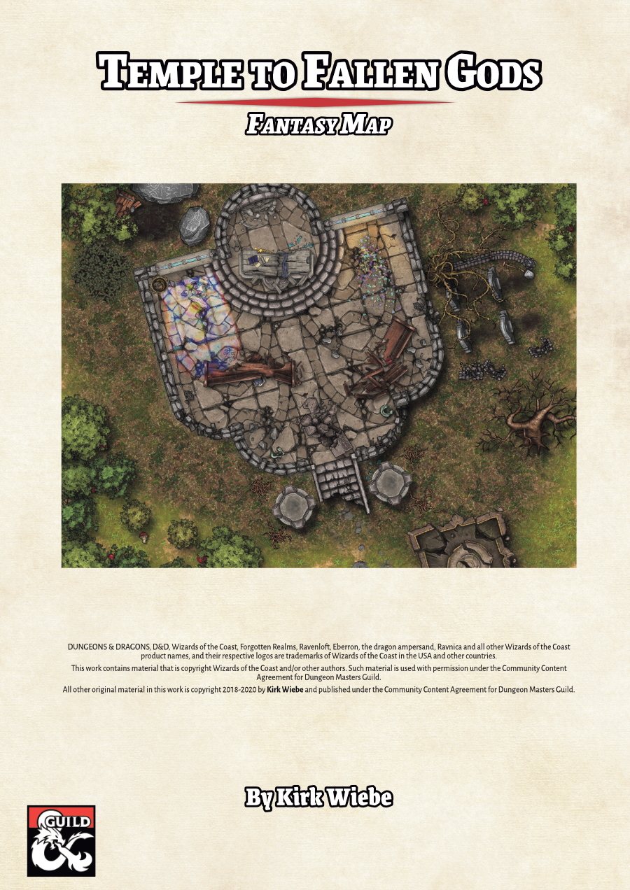 Temple to Fallen Gods Fantasy Map - Dungeon Masters Guild | DriveThruRPG