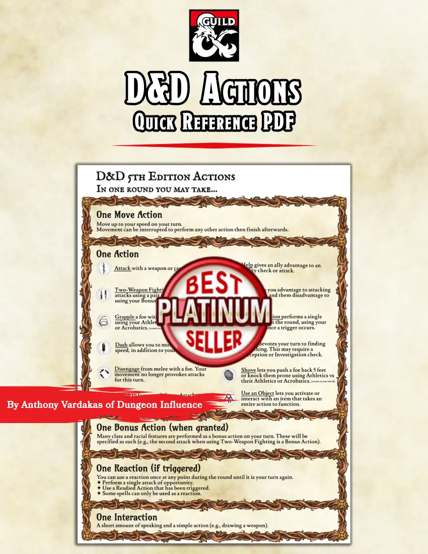 DnD Actions - Quick Reference PDF - Dungeon Masters Guild | DriveThruRPG