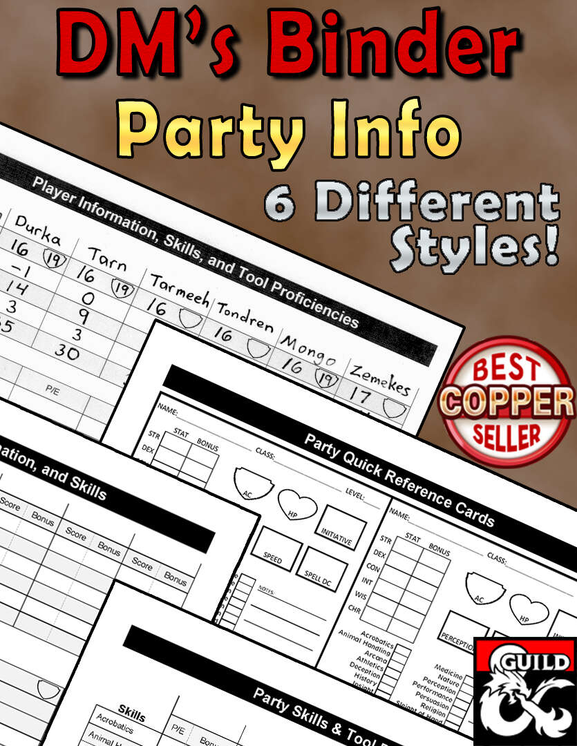DM's Binder - Party Information & Quick Reference Sheets - Dungeon ...