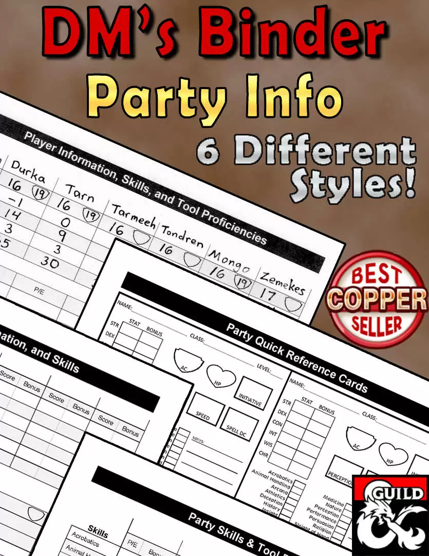 DM's Binder - Party Information & Quick Reference Sheets - Dungeon ...