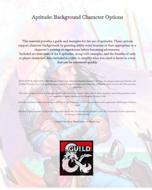 Aptitude: Character Options For Backgrounds - Dungeon Masters Guild ...