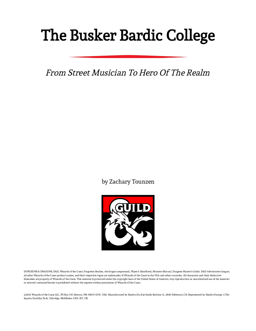 The Busker Bardic College - Dungeon Masters Guild | DriveThruRPG