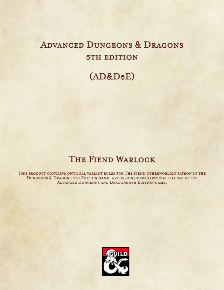 AD&D5E: The Fiend Warlock - Dungeon Masters Guild | DriveThruRPG