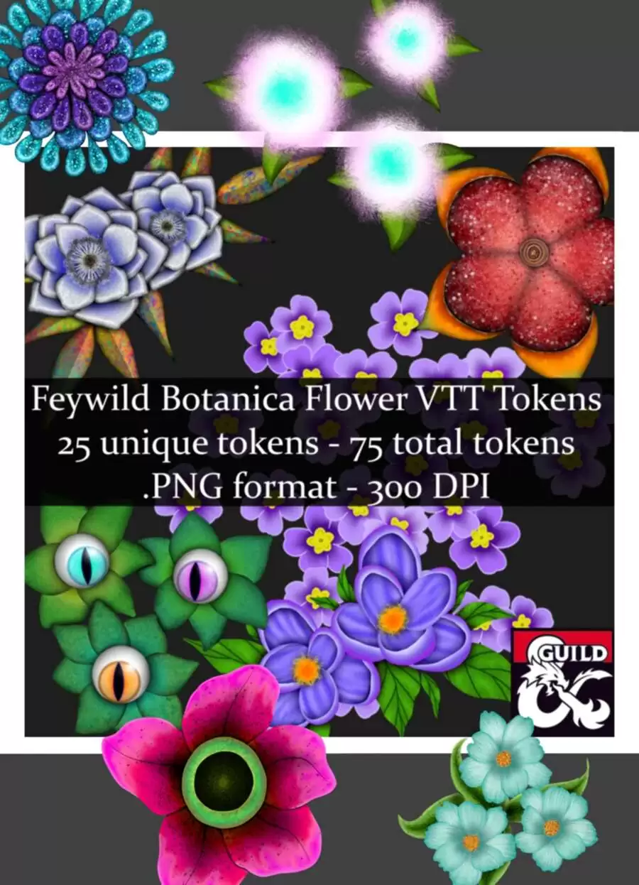 Faewild Botanica Flowers VTT Art Token Pack - Dungeon Masters Guild ...