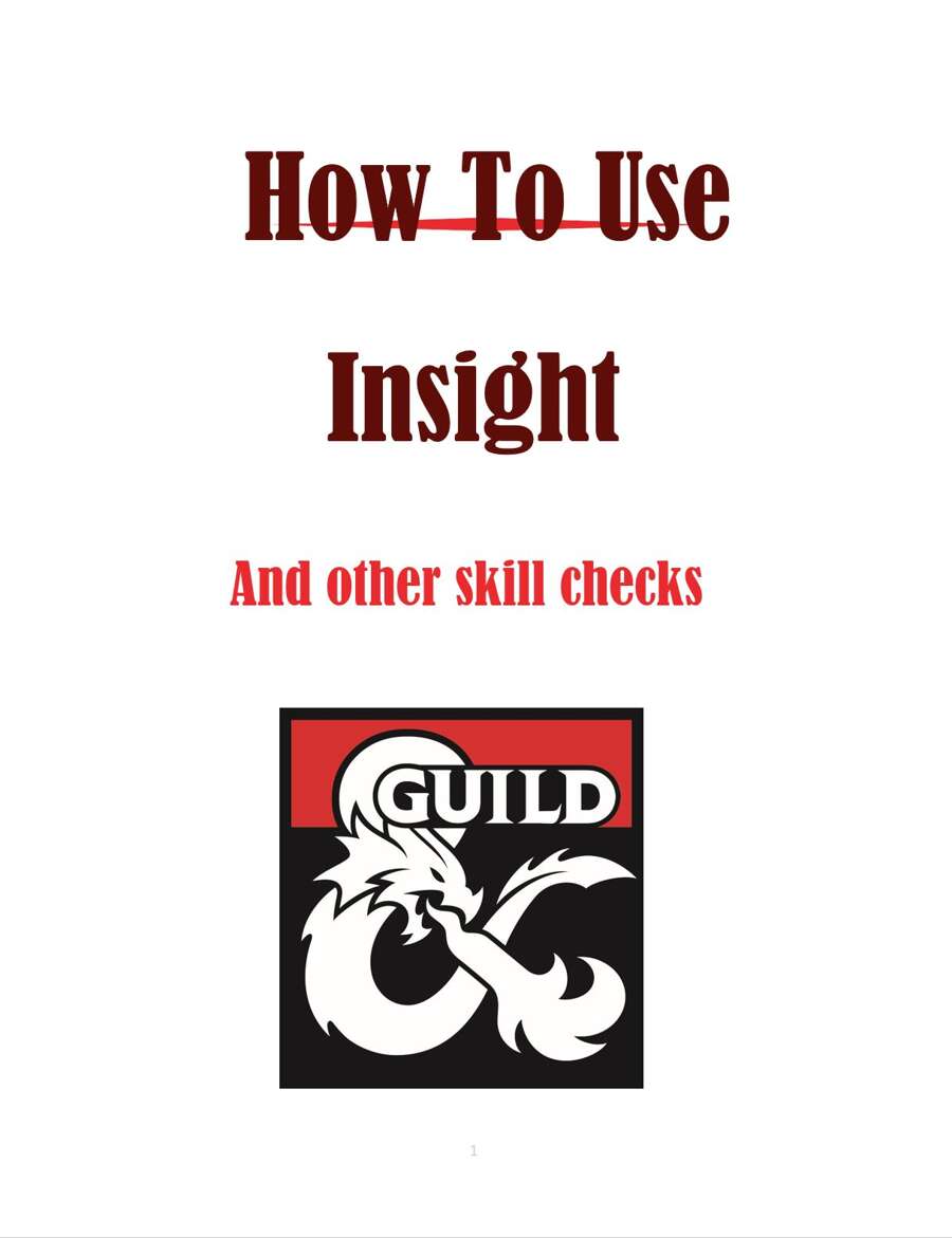How To Use Insight, And other skill checks - Dungeon Masters Guild ...