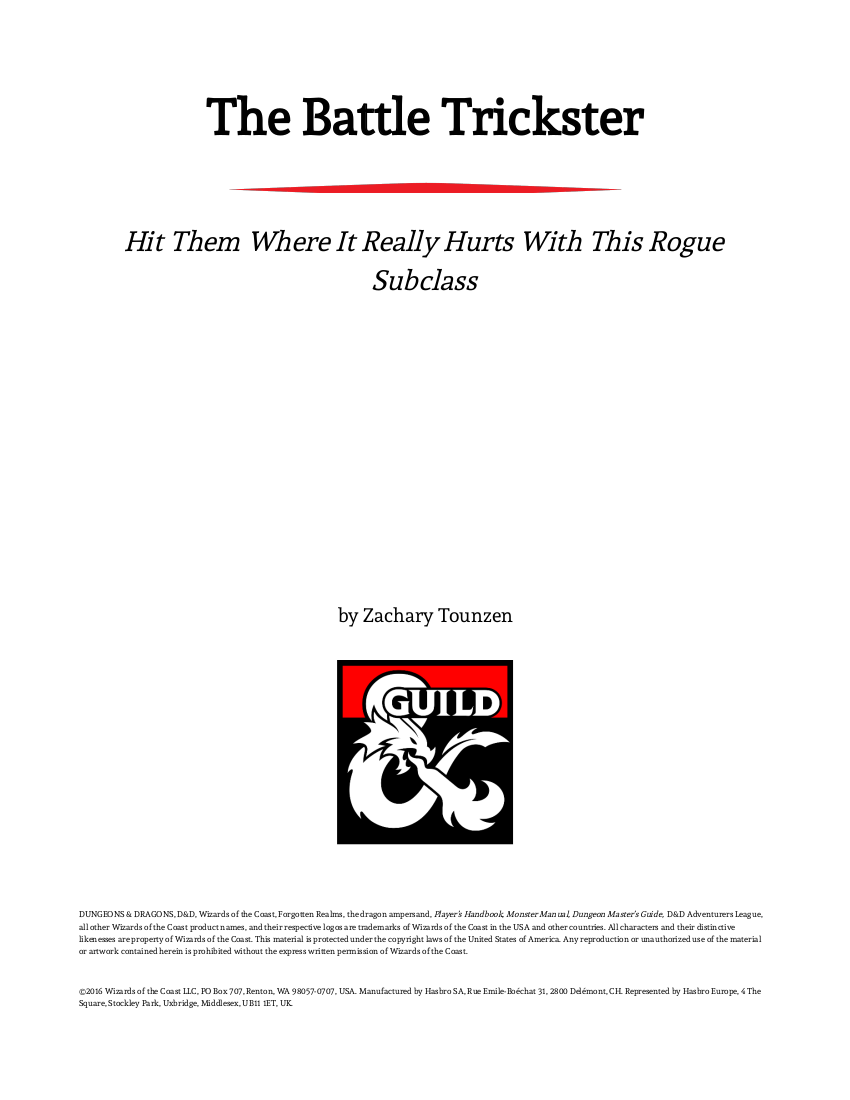 The Battle Trickster Rogue Class - Dungeon Masters Guild | DriveThruRPG