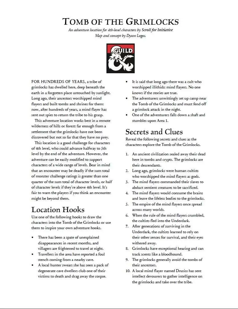 Tomb of the Grimlocks - Dungeon Masters Guild | DriveThruRPG
