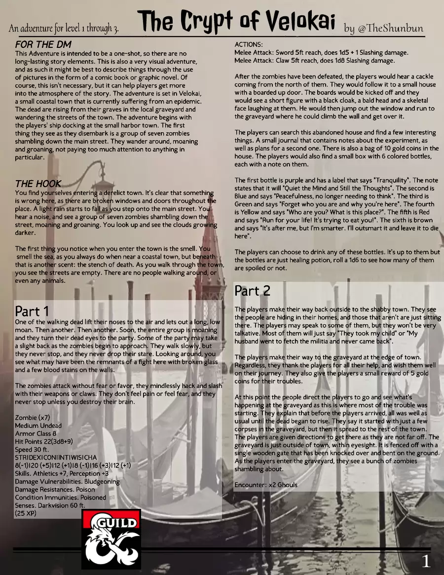 The Crypt of Velokai - A Short Adventure (Levels 1-3) - Dungeon Masters ...