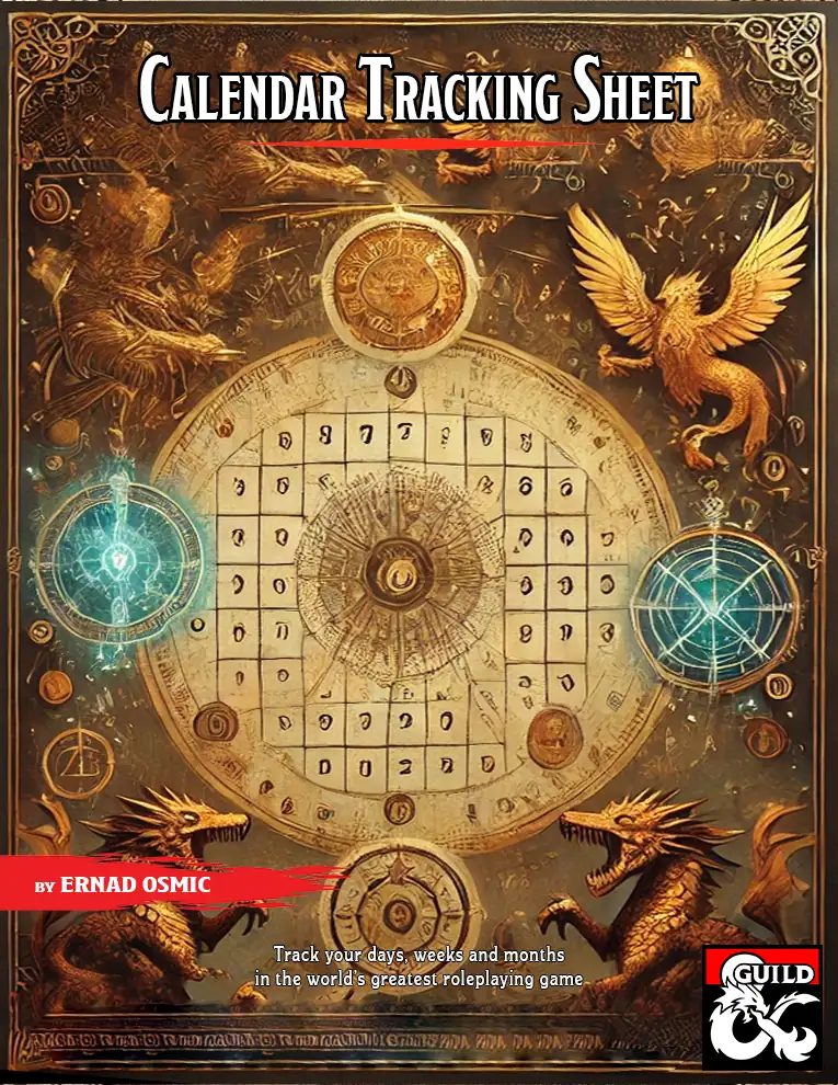 Calendar Tracking Sheet - Dungeon Masters Guild | DriveThruRPG
