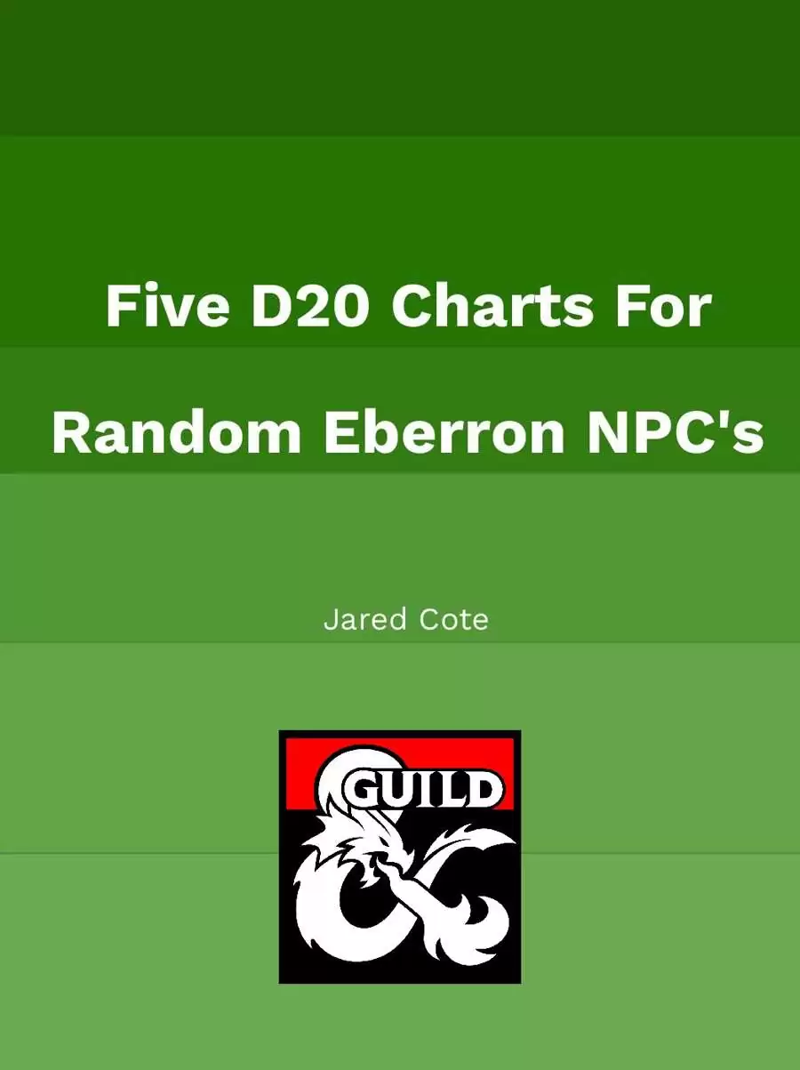 Five D20 Charts For Random Eberron NPC's - Dungeon Masters Guild | DriveThruRPG
