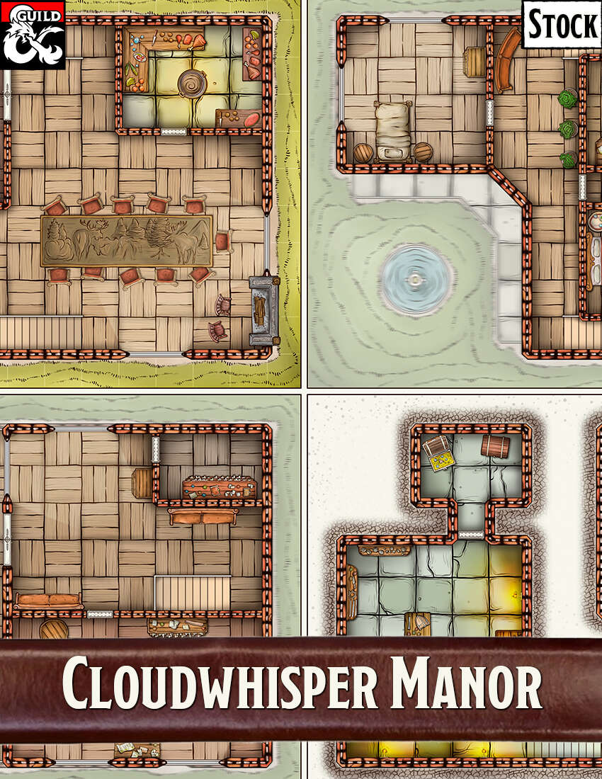 Elven Tower - Cloudwhisper Manor | 32x22 Stock Battlemap - Dungeon ...
