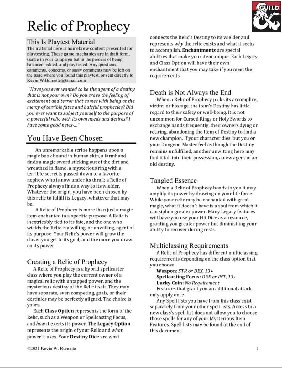 Relic of Prophecy: A New Class for 5e - Dungeon Masters Guild ...