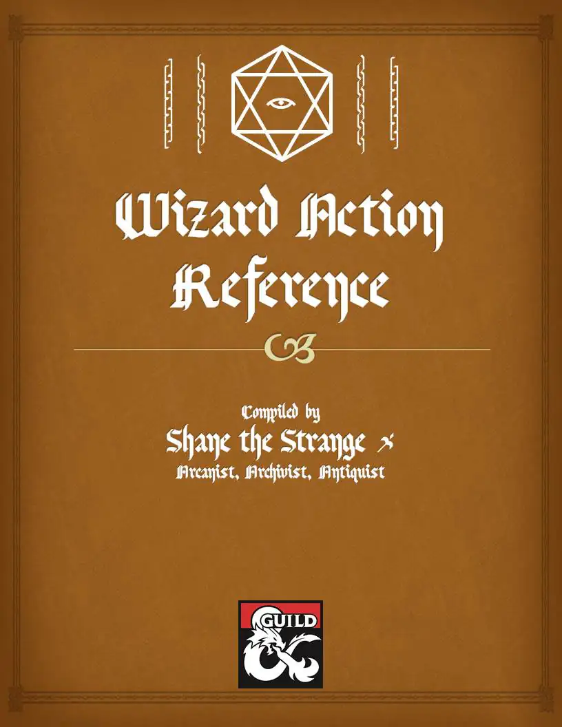 Wizard Action Reference - Dungeon Masters Guild | DriveThruRPG