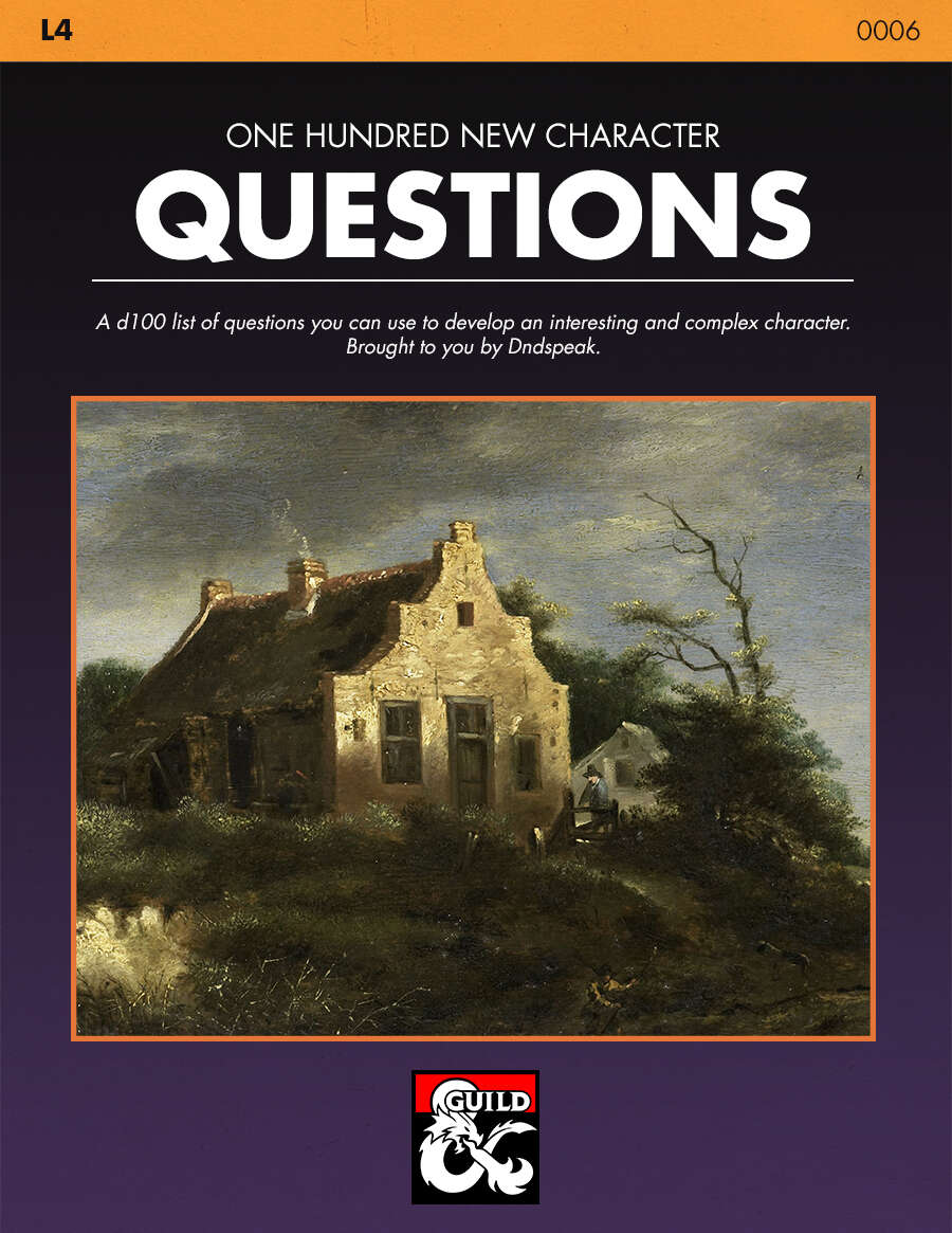 100 Roleplaying Questions For New Characters - Dungeon Masters Guild ...