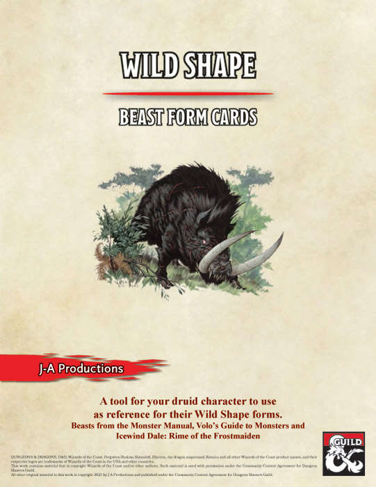Wild Shape Beast Forms - Dungeon Masters Guild | DriveThruRPG