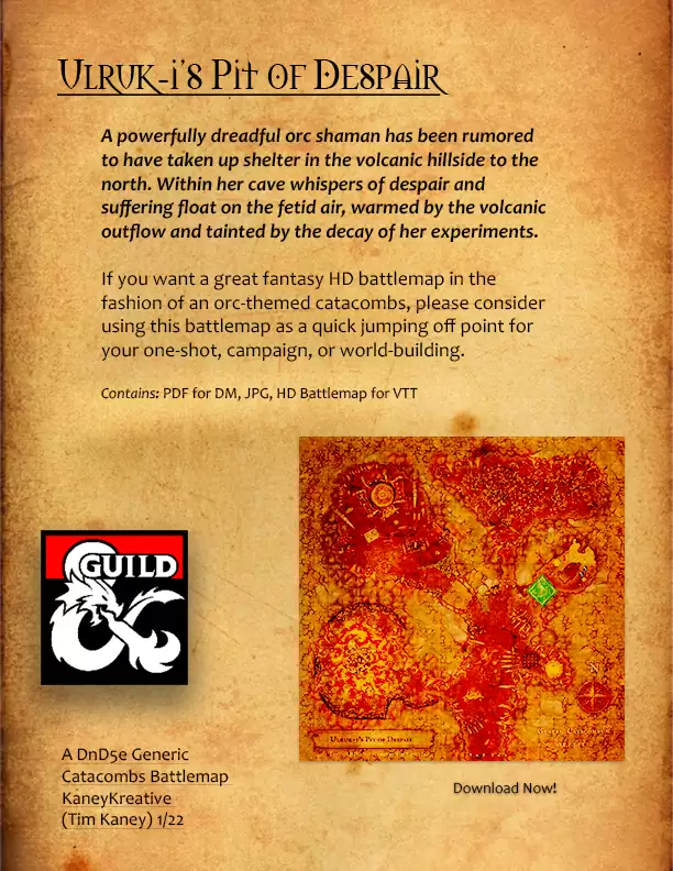 Ulruk-i's Pit of Despair - HD RPG Battlemap JPG - Dungeon Masters Guild | DriveThruRPG