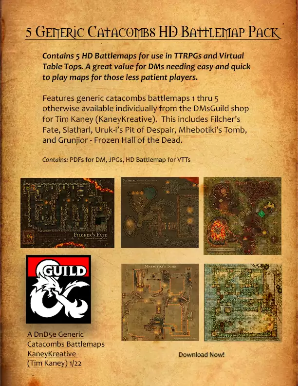 Generic Catacombs - 5 HD Battlemap Bundle [BUNDLE] - Dungeon Masters Guild | DriveThruRPG